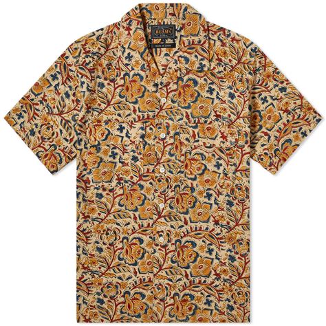 Beams Plus Short Sleeve Open Collar Block Print Shirt Beams Plus