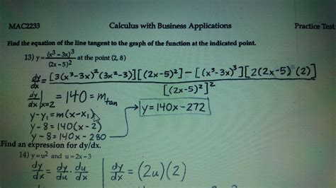 Solved Mac2233 Calculus With Business Applications Practice