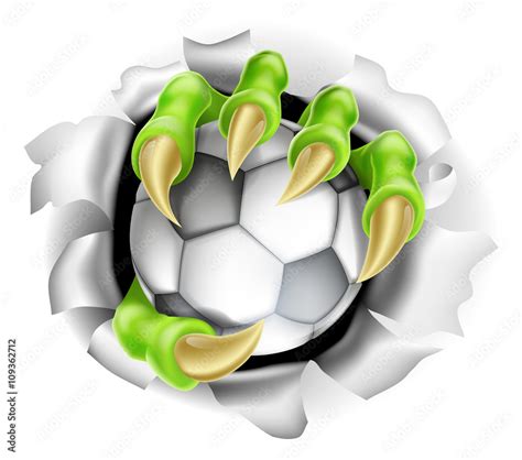 Claw With Soccer Ball Breaking Out Of Background Stock Vector Adobe Stock