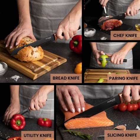 Copper Sharp Kitchen Knife Set With Acrylic Block 6 Piece By Nuovva Koch And Köchin