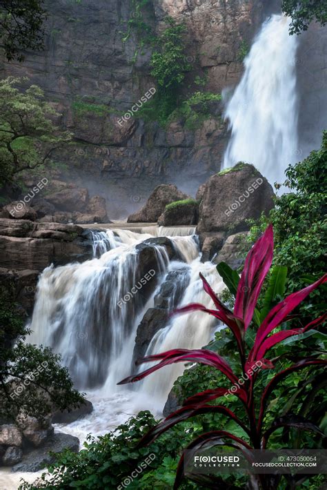 Waterfall In A Ciletuh Palabuhanratu Geopark West Java Indonesia