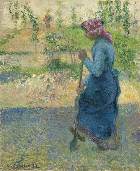 Peasant Digging By Camille Jacob Pissarro Fine Art Print