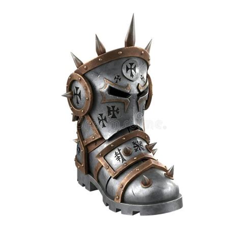 Steampunk Inspired Metallic Boot Sculpture With Knight Helmet And