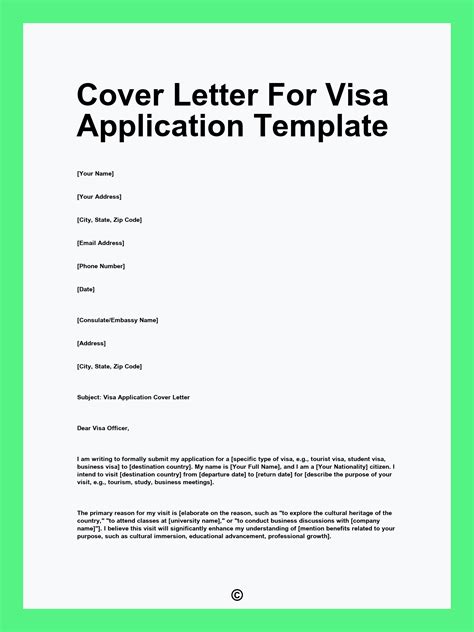 Sample Cover Letter For Visa Application