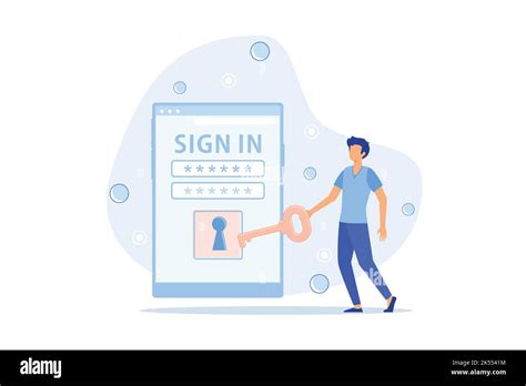 Online Registration And Sign Up Concept Young Man Signing Up Or Login To Online Account On