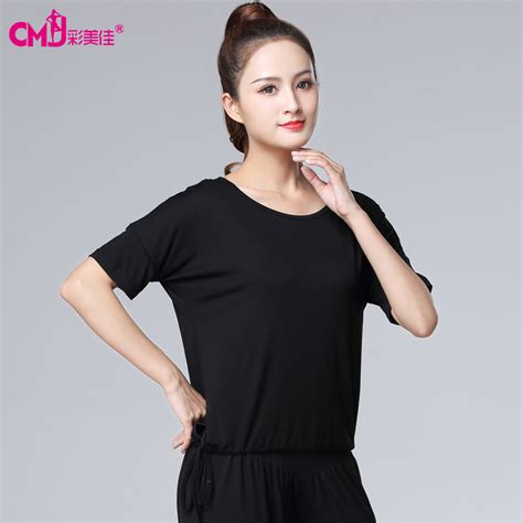 宽松舞蹈上衣女成人新款短袖现代舞服中国舞大码形体练功服跳舞服虎窝淘
