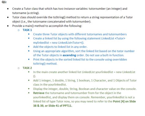 Solved Create A Tutor Class That Which Has Two Instance