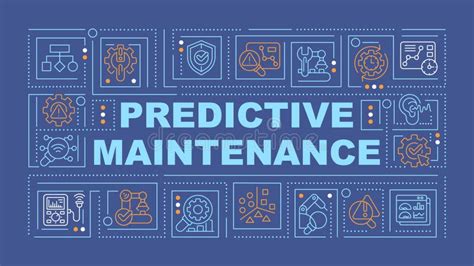 2d Predictive Maintenance Text With Thin Linear Icons Stock Vector Illustration Of Simple