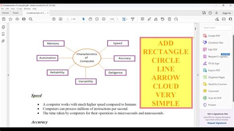 How To Add Rectangle Cloud Arrow Line Circle In A Pdf File