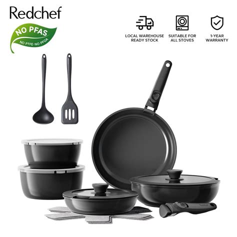 Redchef Handle Removable Series Black Nonstick Ceramic Rock Cookware