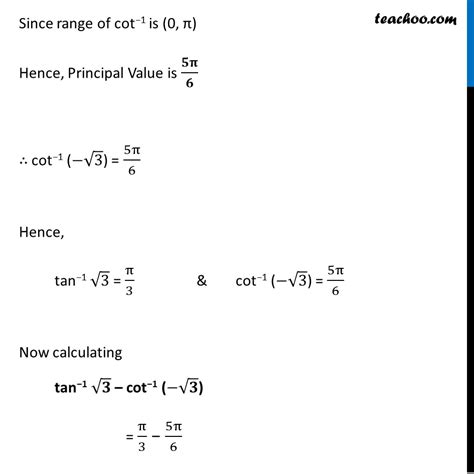 Find Tan 1 Root 3 Cot 1 Root 3 Inverse Trigo Mcq Teachoo