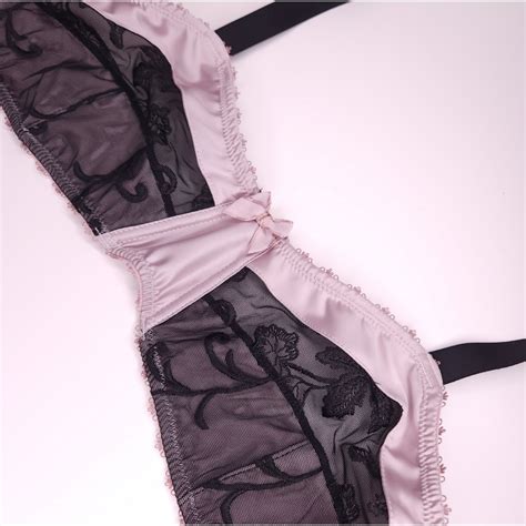 Flirty Pink Satin And Lace Elegant Handmade Mens Bra