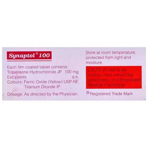 Synaptol 100 Tablet Uses Price Dosage Side Effects Substitute Buy