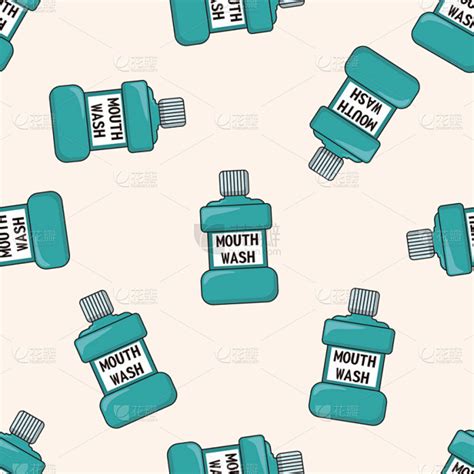 漱口水，卡通无缝图案背景