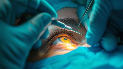 Closeup Of Eye Surgery With Precision Instruments In Operation