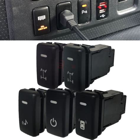 Orange Light Car Differential Lock Switch Radar Power Music Button With Wire For Toyota Land
