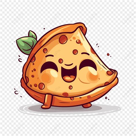 Calzone Clipart An Cartoon Pizza Character With A Smiley Face And Leaves Vector Png White