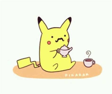 Pikachu Pokemon Mustache Tea English Like Adorable Fan Art Pikachu