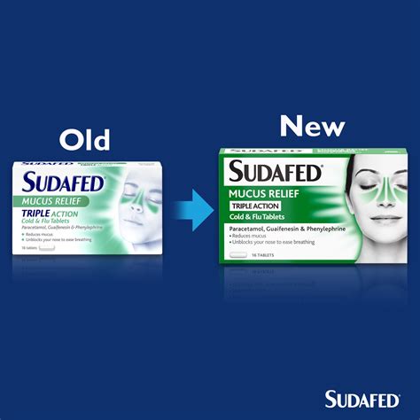 Sudafed Mucus Relief Triple Action Cold And Flu Tablets 16 Tablets