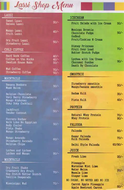 Lassi Shop Menu Menu For Lassi Shop Koramangala 4th Block Bangalore