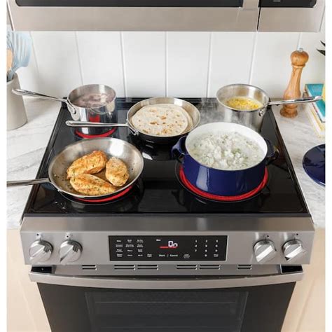 Ge 30 In 5 Burner Element Free Standing Electric Range In Stainless