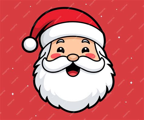 Premium Vector Happy Holiday With Vector Cute Santa Head Santa Face With Hat White Beard