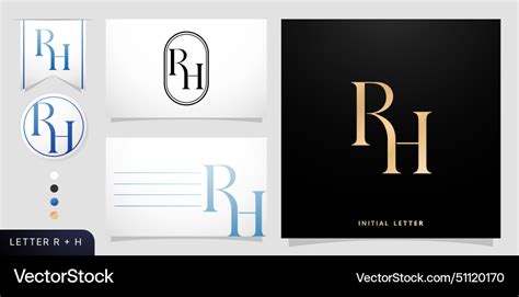 Rh Monogram Letter Royalty Free Vector Image Vectorstock