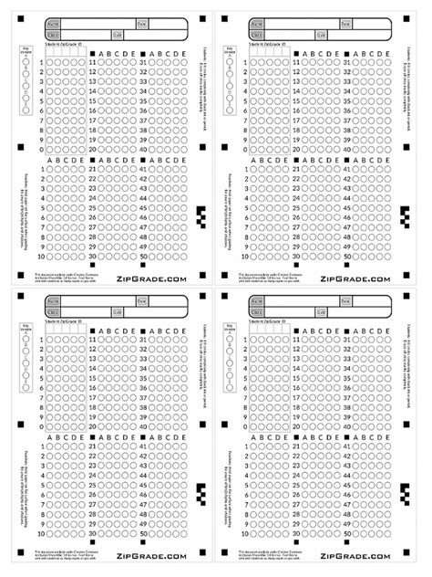 Zipgrade Answersheet Pdf