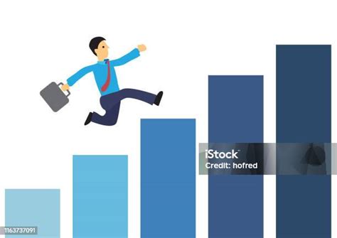 그래프의 증가 성장의 상단에 점프 사업가 성장과 성공의 개념 개념에 대한 스톡 벡터 아트 및 기타 이미지 개념 개념과 주제