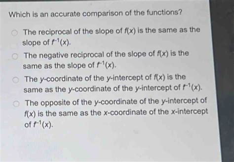 Which Is An Accurate Comparison Of The Functions The Reciprocal Of The