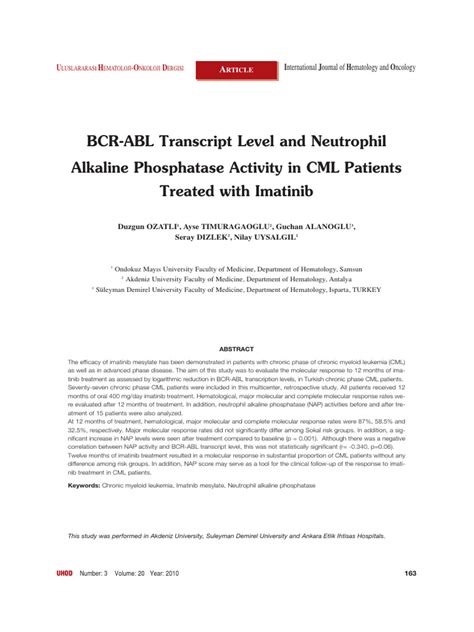 Imatinib Effects On Cml Bcr Abl And Nap Pdf