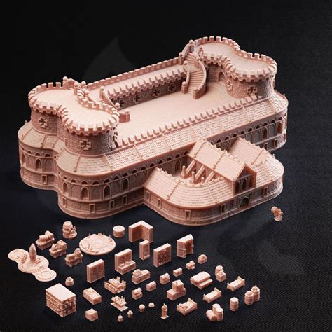 3d Printable Wizards Castle Playable Terrain Set Bastion Of The