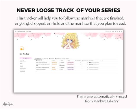 manhwa reading notion template notion dashboard for book digital