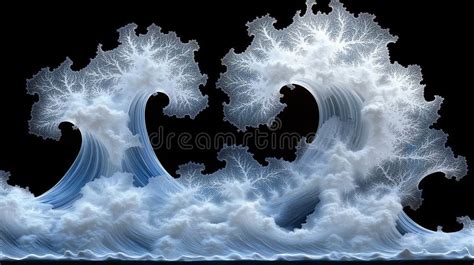 Two Large Waves Crashing Into Each Other Creating A Sense Of Power And