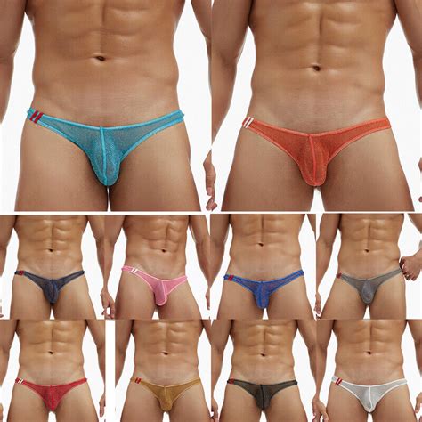 Mens Mesh See Through Pouch G String Briefs Underwear T Back Thong V String Us Ebay