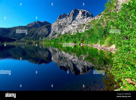 Usa California Sierra Nevada Carson Peak Reflected In Silver Lake