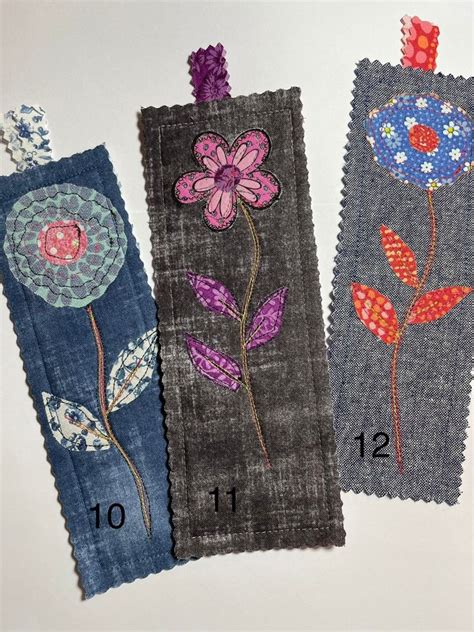 Fabric Bookmark Floral Bookmarker Applique Bookmark Mixed Textile