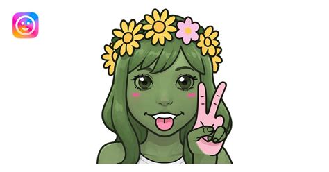 Girly Character Sticking Tongue Out And Showing Peace Hand Sign Meme