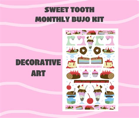 Sweet Tooth Theme Monthly Planner Sticker Kit Digital Download Erin