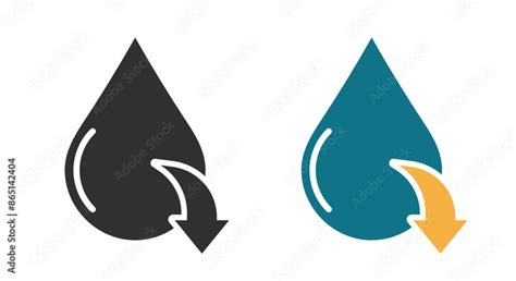 Water Drop Low Level Icon Moisture Decrease Arrow Down Sign Vector