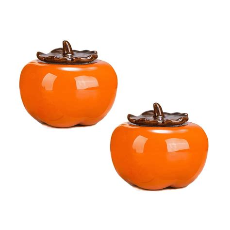 2pcs Mini Tea Storage Containers Ceramic Longevity Peach Jar For Tea
