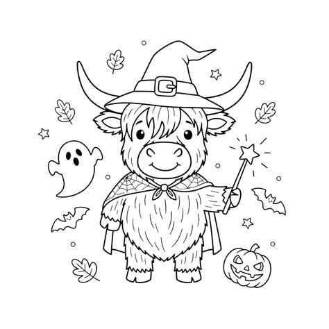 19 Highland Cow Halloween Coloring Pages Coloriagevip