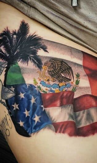 Authentic Tattoos Of The Mexican American Flag Symbolism And Style