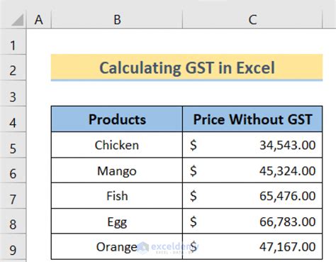 How To Calculate Gst In Excel With Easy Steps Exceldemy