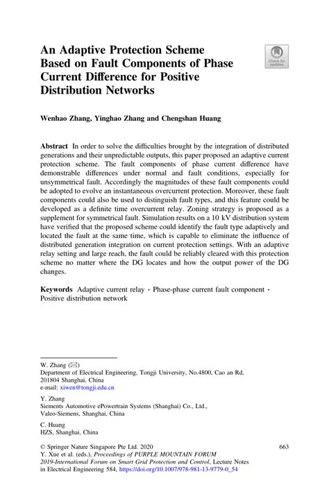 Pdf An Adaptive Protection Scheme Based On Fault Components Of Phase