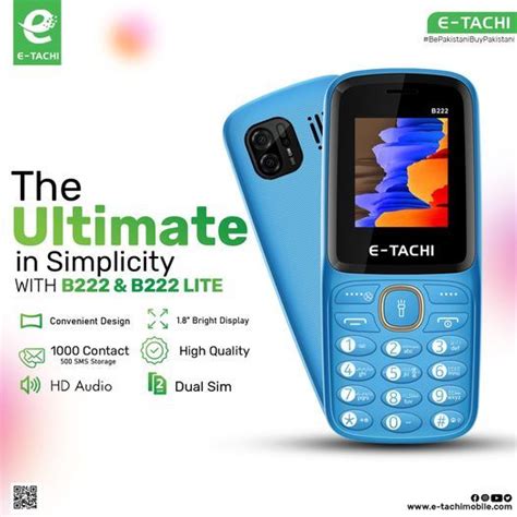 E Tachi B222 Dual Sim Pta Approved 18 Inch Display 2500mah Big
