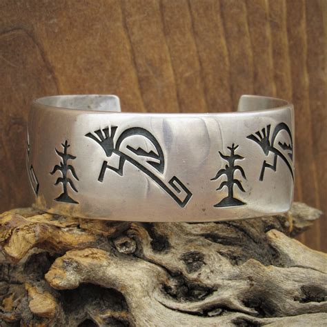 Sterling Silver Hopi Kokopelli And Corn Cuff Bracelet Gp Macs Indian