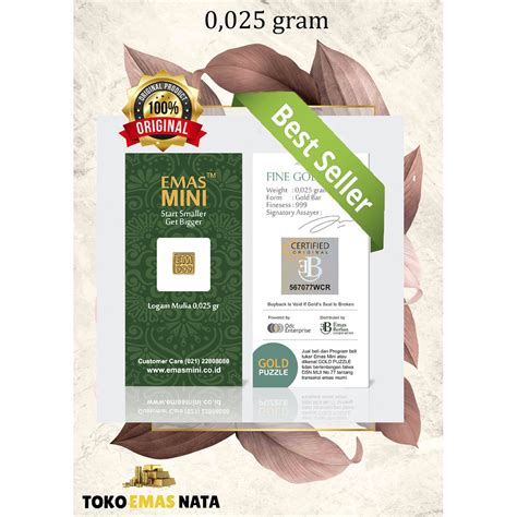 Jual Emas Mini Logam Mulia Emas Murni 0025 Gram 24 Karat