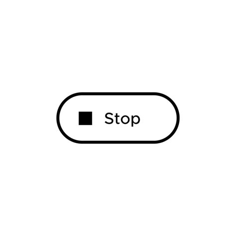 Stop Button Icon Vector In Rectangle Line Button 9734565 Vector Art At