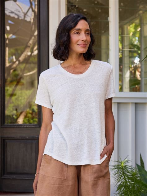Clovelly French Linen T Shirt Coconut Nomad The Label